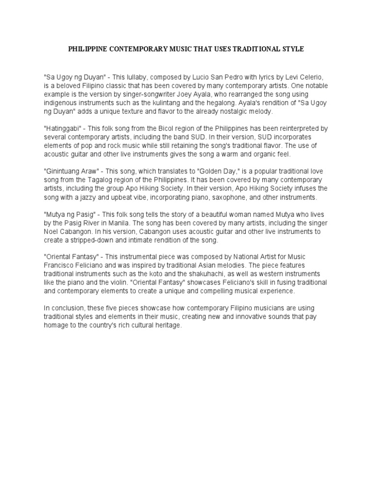 Philippine Contemporary Music | PDF | Songs | Harmony