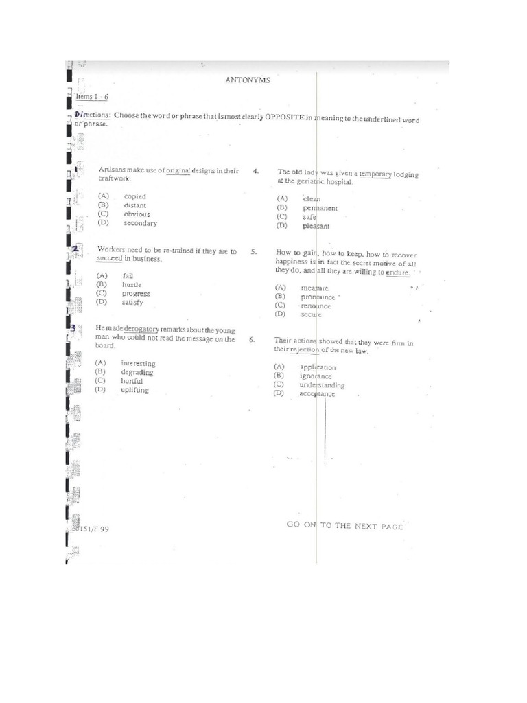 English A Paper 1999 | PDF