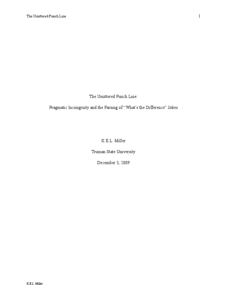 The Unuttered Punch Line PDF | PDF | Jokes | Laughter