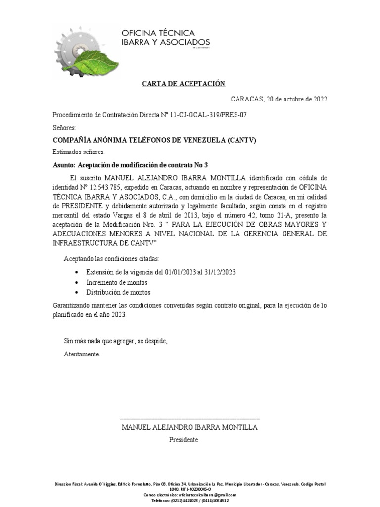 Carta de Aceptacion | PDF