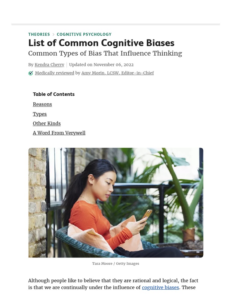 Common Types of Cognitive Biases | PDF | Thought | Psychology