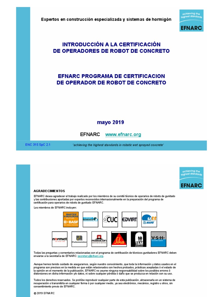Introducción al programa de certificación de operadores de robots de concreto de EFNARC | PDF ...