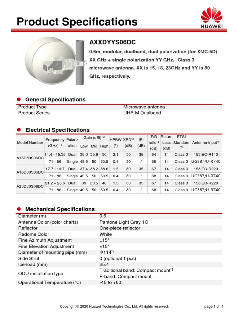 UHP-M Dualband 0.6m Dual (For XMC-5D) &single Polarized Antenna Datasheet (AXXDYYS06DC) | PDF ...