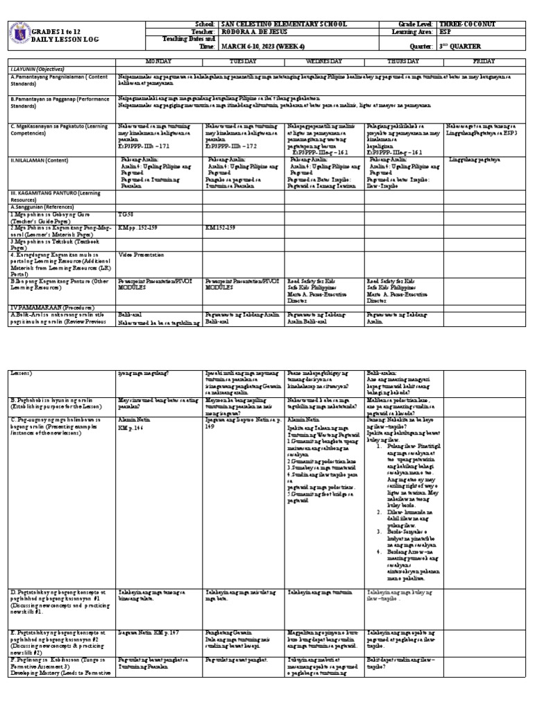 DLL Esp-3 Q3 W4 | PDF