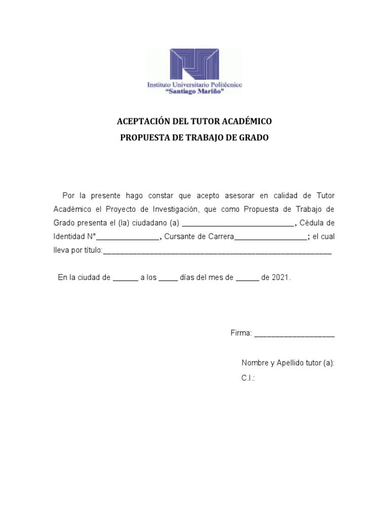 Aceptación Del Tutor Académico | PDF | Crecimiento personal y profesional | Arte