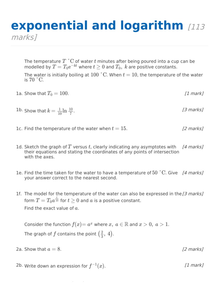 Logarithm Past Paper 1 | PDF | Logarithm | Mathematical Concepts