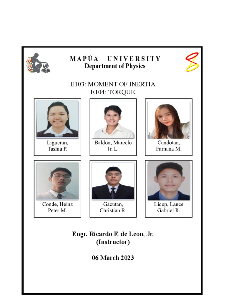 Phys101l A2 Group2 E103 E104 3Q2223 | PDF | Torque | Acceleration