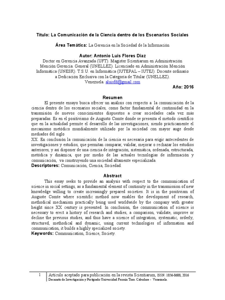 Modelo de Ensayo. Artículo publicado en la UFT 24-09-15 | PDF ...