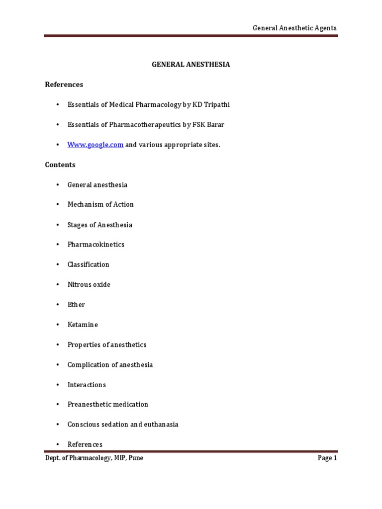 General Anesthesia | PDF | Anesthesia | Pharmacology