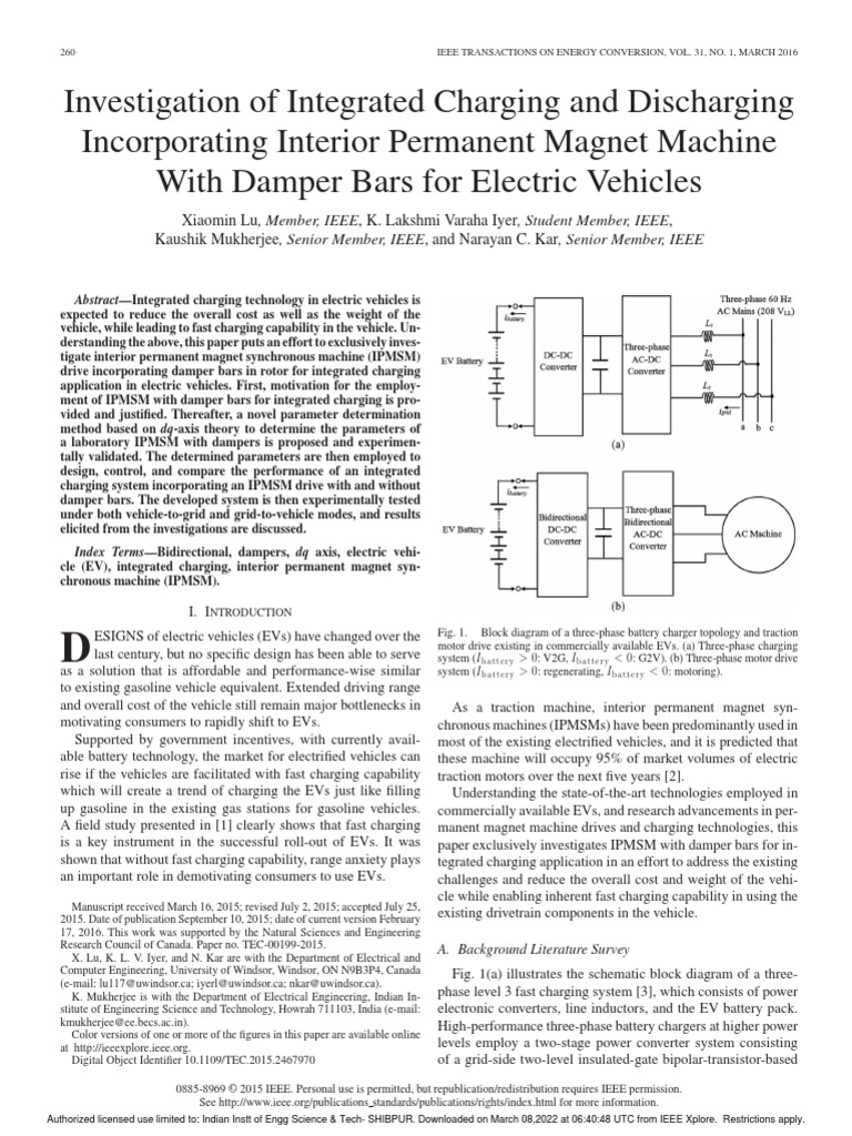 Investigation of Integrated Charging and Discharging Incorporating ...