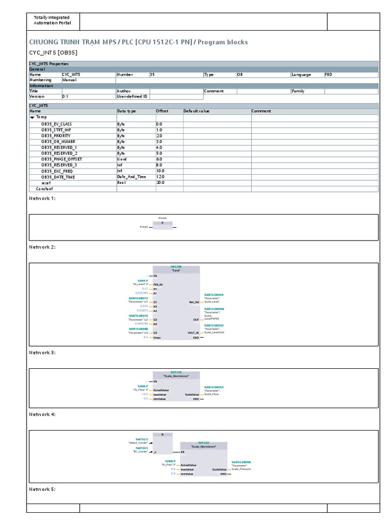 CHUONG TRINH TR M MPS / PLC (CPU 1512C-1 PN) / Program Blocks | PDF | Parameter (Computer ...