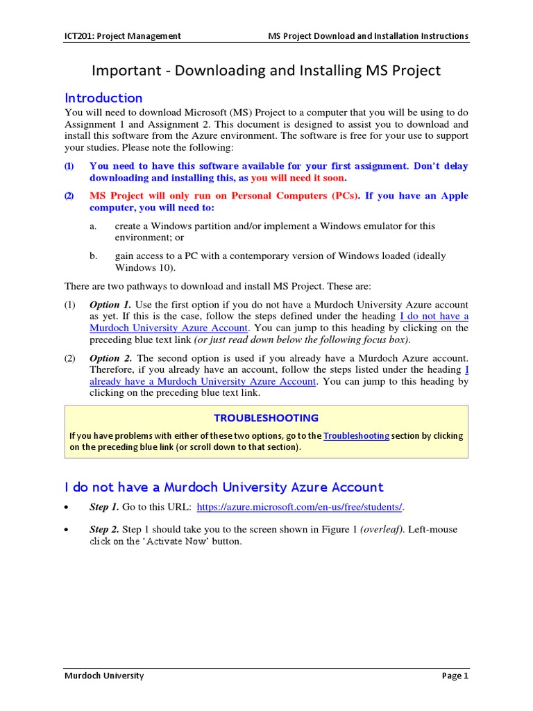 Downloading MS Project - F-2022 | PDF | Login | Installation (Computer ...