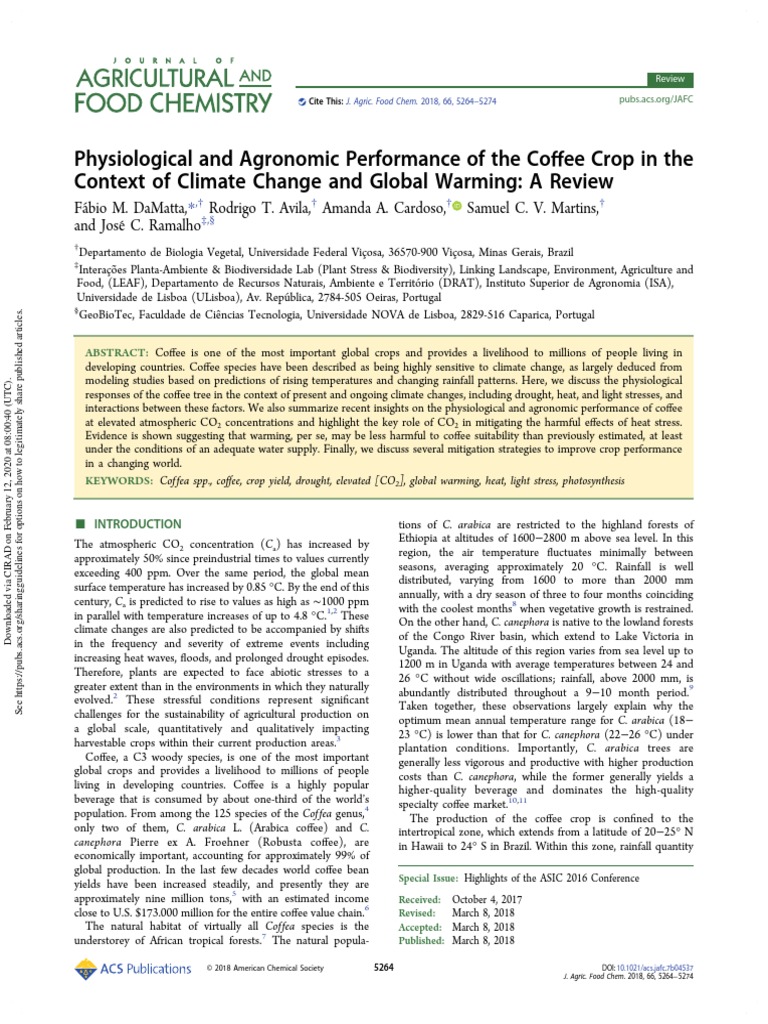 Physiological and Agronomic Performance DaMatta 2018 PDF | PDF | Photosynthesis | Drought