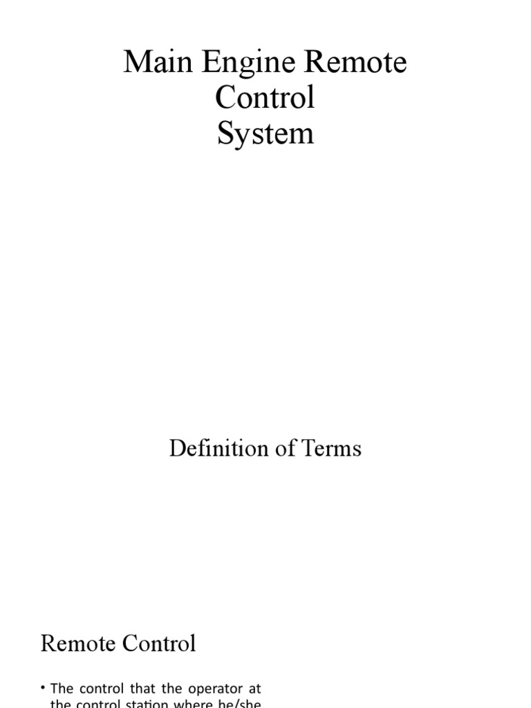 Main Engine Remote Control | PDF