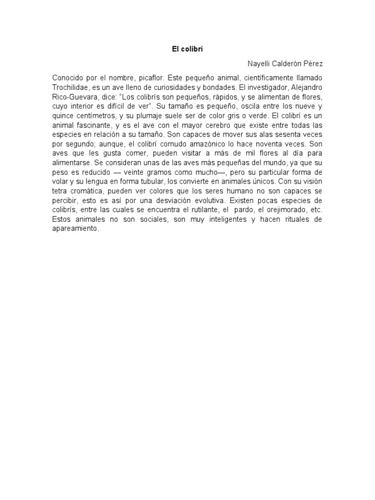 El Colibrí | PDF