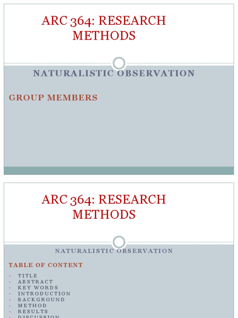 Naturalistic Observation | PDF | Behavior | Classroom