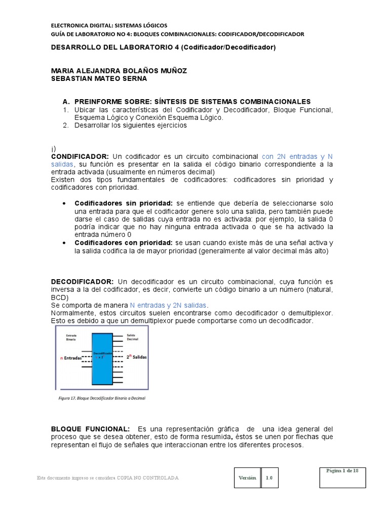Codificadores y Decodificadores Digitales | PDF | Electrónica ...