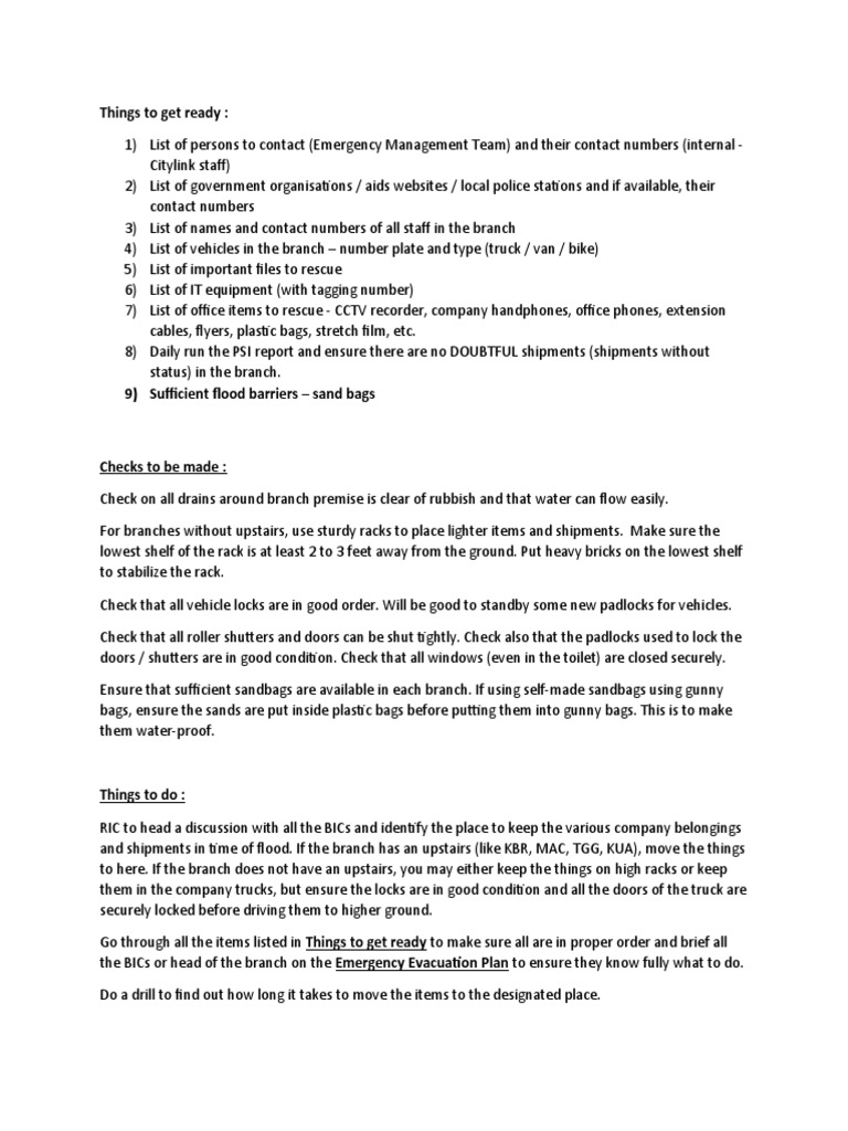 Contingency Plan For Flood | PDF | Flood