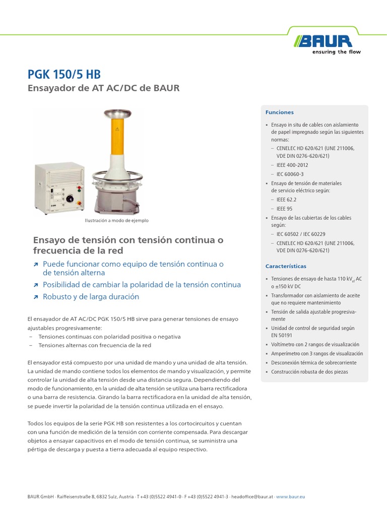 GUIA ESPECIFICACIONES TECNICAS HV PGK 150-5 HB_BAUR | PDF | voltaje ...
