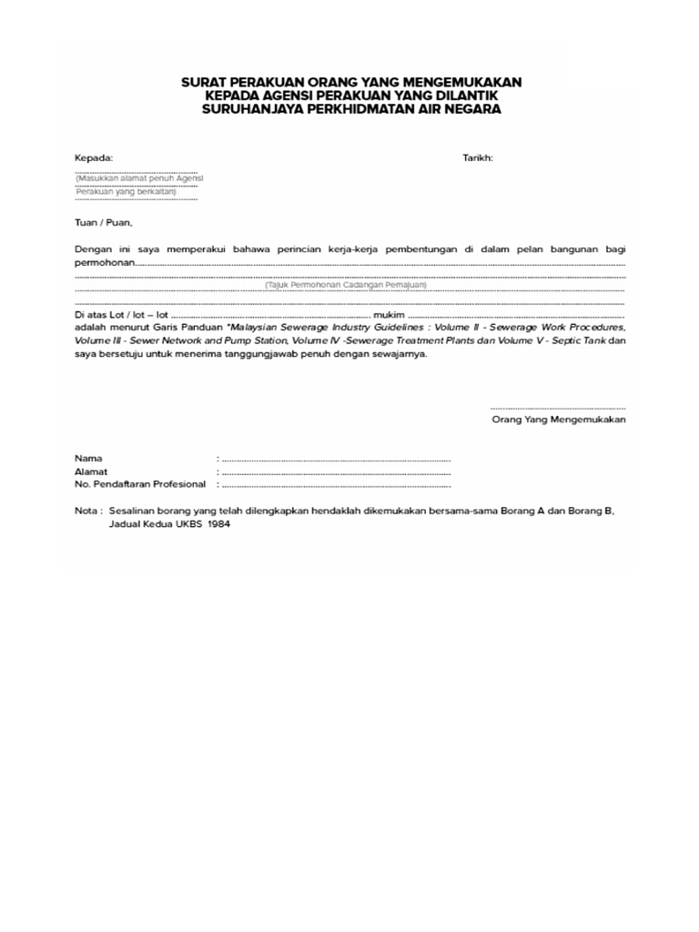 Lampiran E (Surat Perakuan IWK, SKMM, JPS) - 0 | PDF