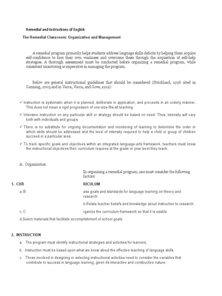 Remedial English Instruction Strategies | PDF | Phonics | Stress (Linguistics)