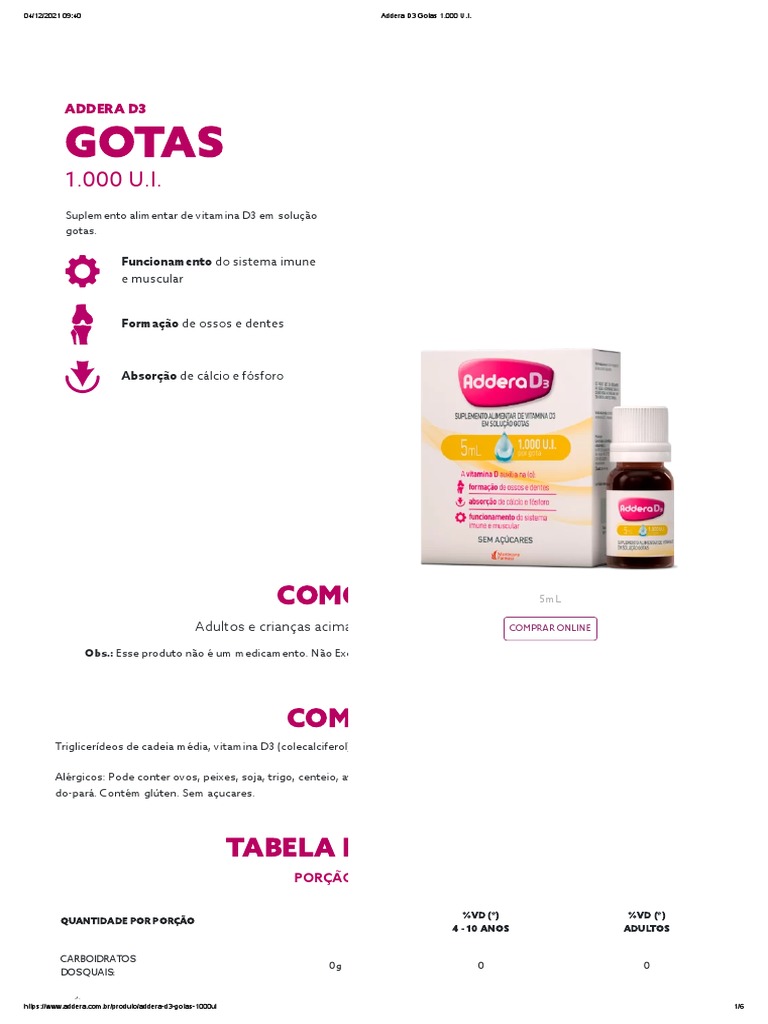 Addera D3 Gotas 1.000 U.I | PDF | Vitamina D | Vitamina