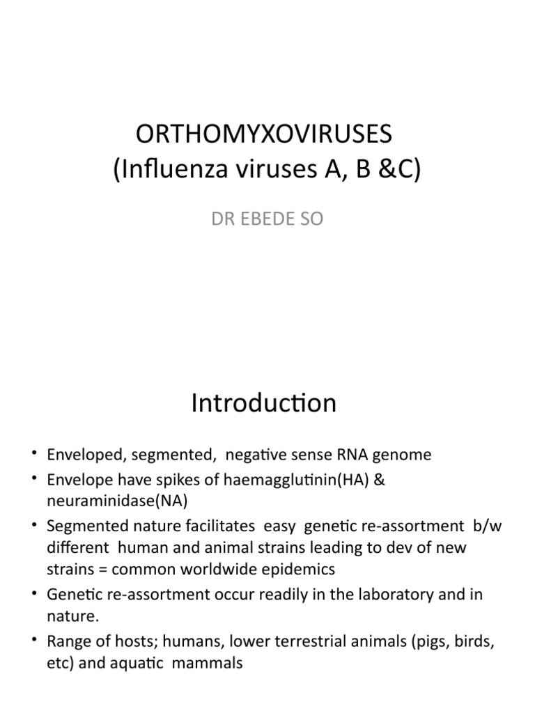 Orthomyxoviruses: Influenza Overview | PDF | Influenza | Virus
