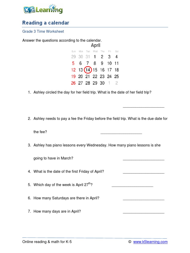 Grade 3 Calendar Reading B | PDF | Self-Improvement