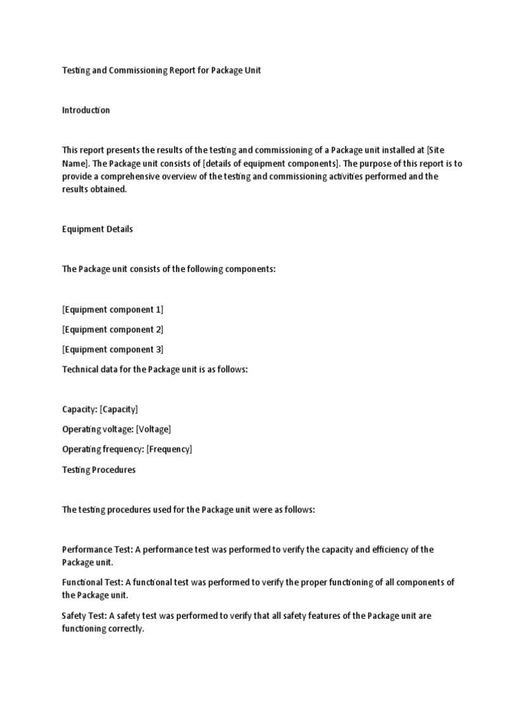 Package Unit Testing & Commissioning Report | PDF | Verification And ...