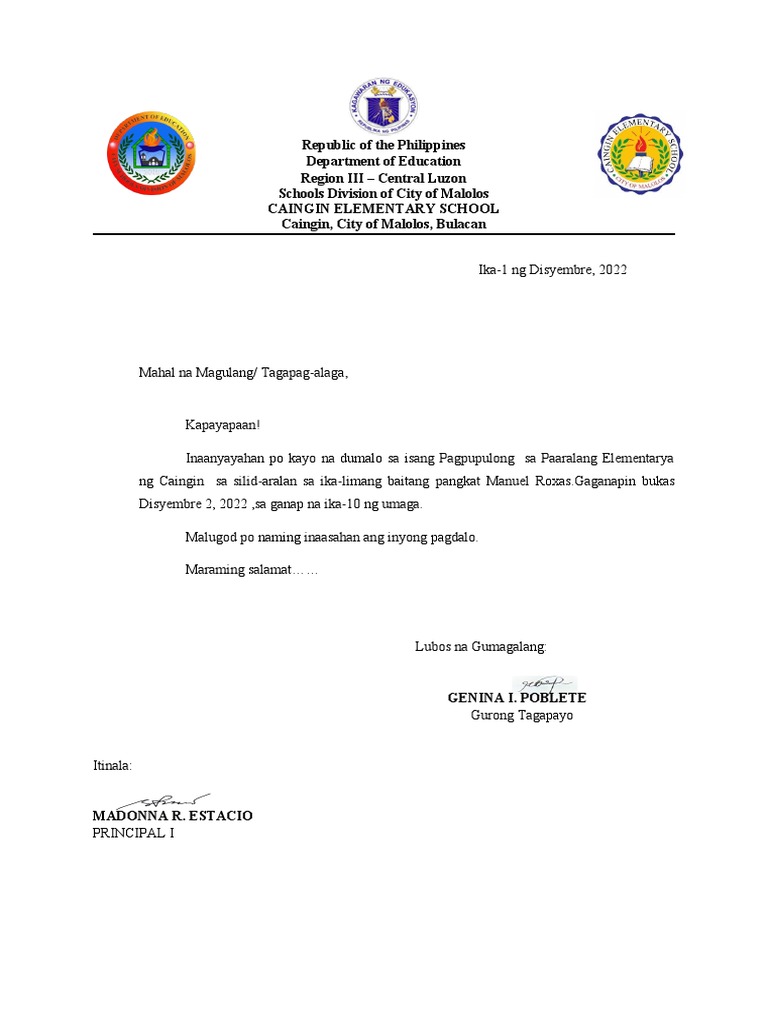 Sulat Sa Meeting | PDF