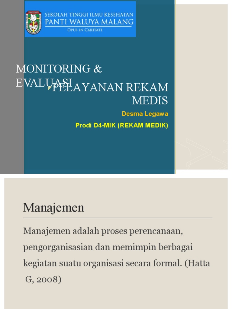 TM 1 MONITORING EVALUASI PELAYANAN-REKAM-MEDIS - pptx-1 | PDF