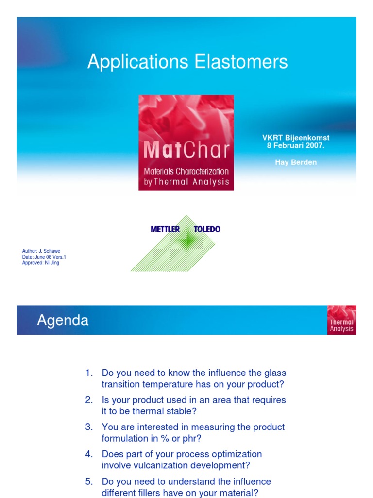 Best TGA Example of Applications Elastomers | PDF | Cross Link | Elastomer