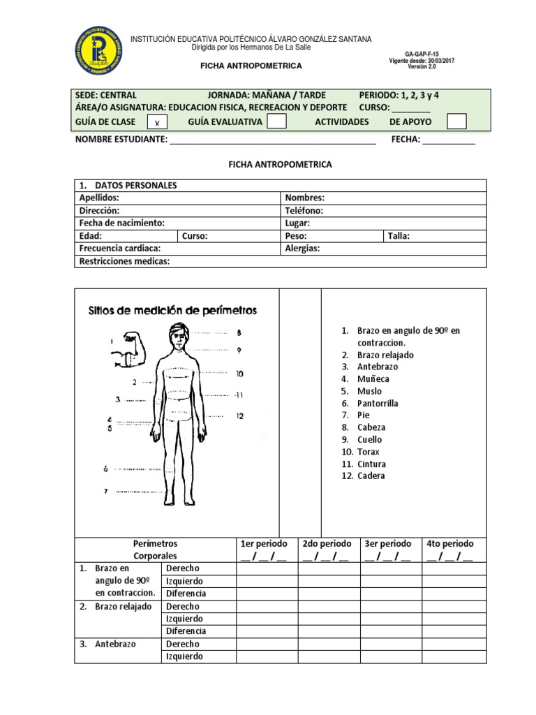 Ficha Antropometrica 2023 | PDF