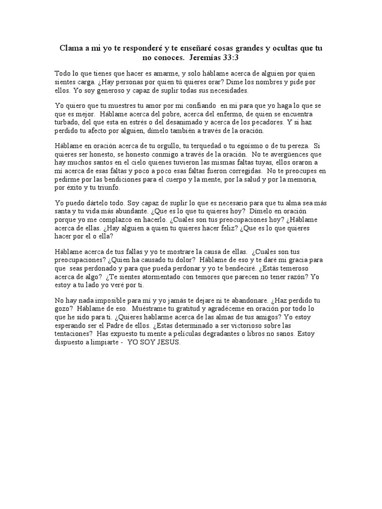 Clama A Mi Yo Te Responderé... | PDF