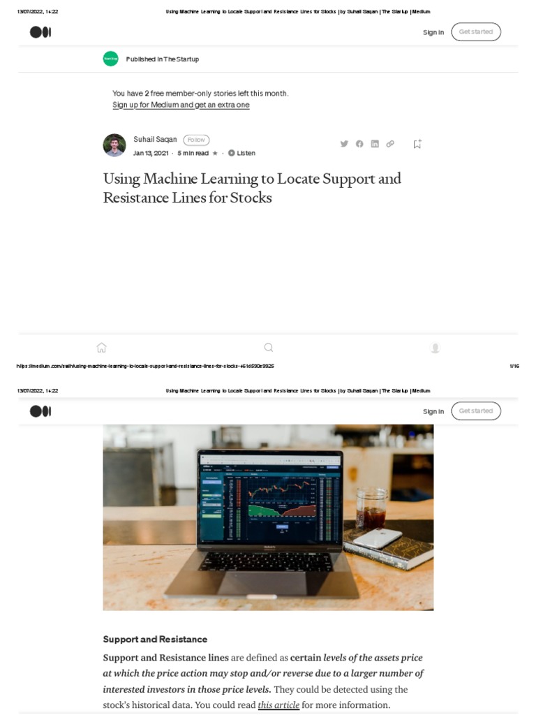 Using Machine Learning To Locate Support and Resistance Lines For Stocks - by Suhail Saqan - The ...