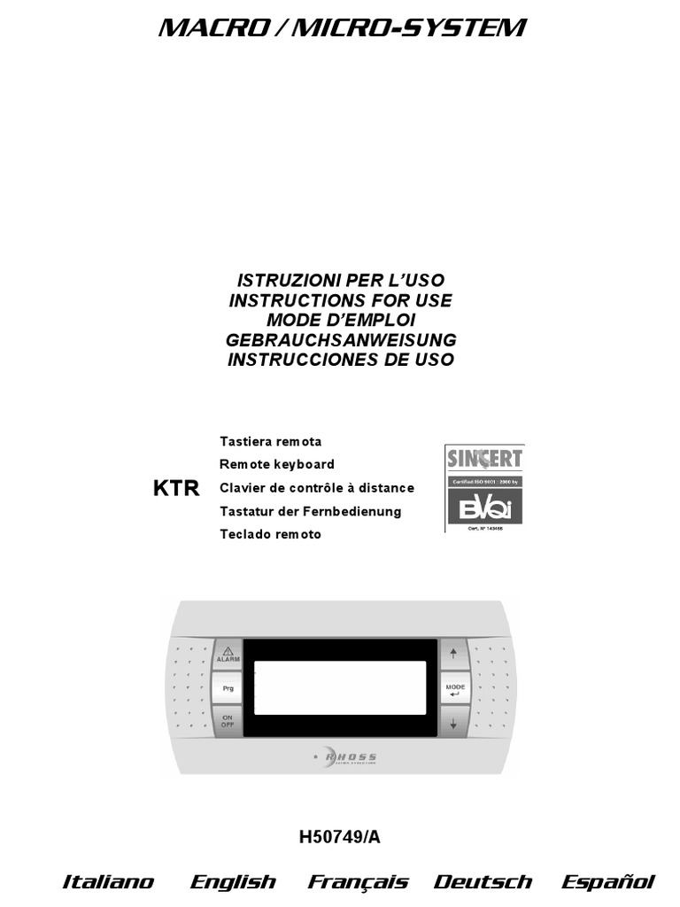 H50749A-ed06 Tastiera Remota KTR - Rhoss PDF | PDF | Télécommunications
