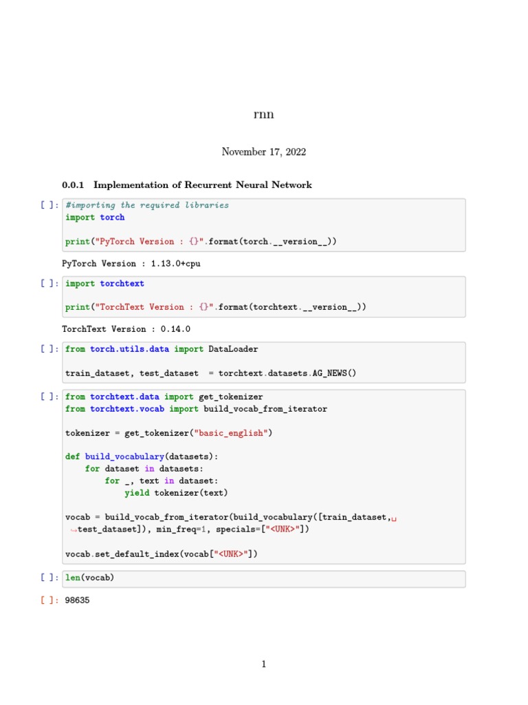0.0.1 Implementation of Recurrent Neural Network: #Importing The Required Libraries | PDF ...