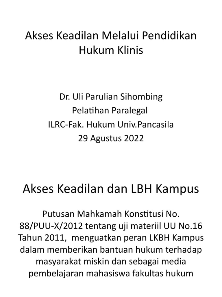 Pendidikan Hukum Klinik (Pak Uli) | PDF