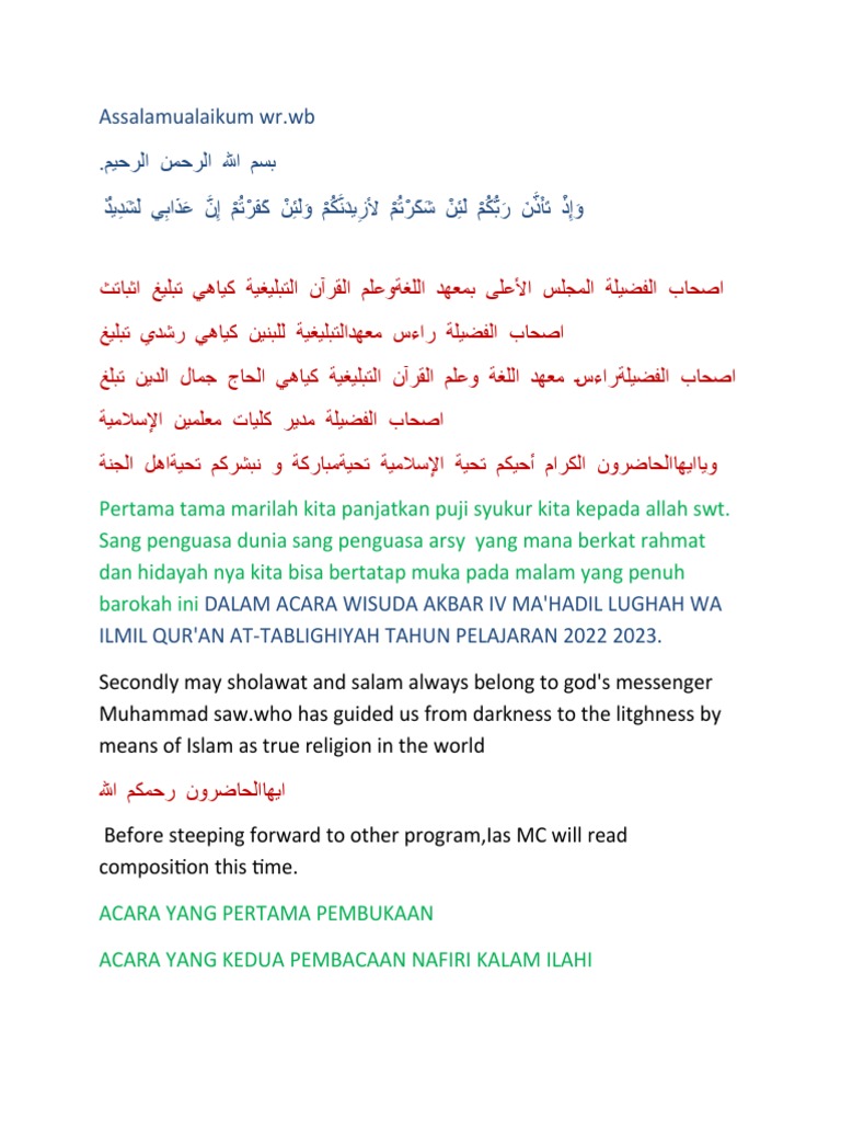 Wisuda Akbar IV Ma'had At-Tablighiyah | PDF