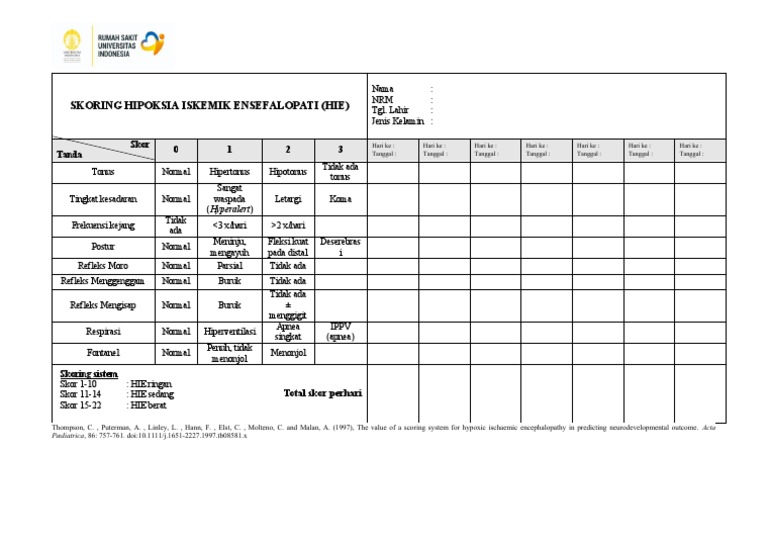 Skoring HIE Thompson 26-03-2019 | PDF