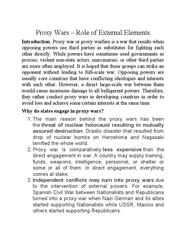 Proxy Wars | PDF | Cold War | International Security