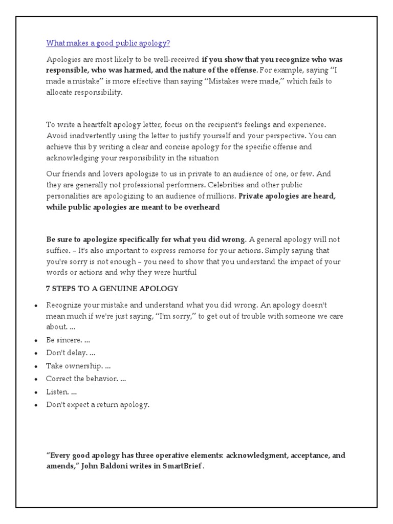 What Makes A Good Public Apology | PDF | Social Psychology | Psychology