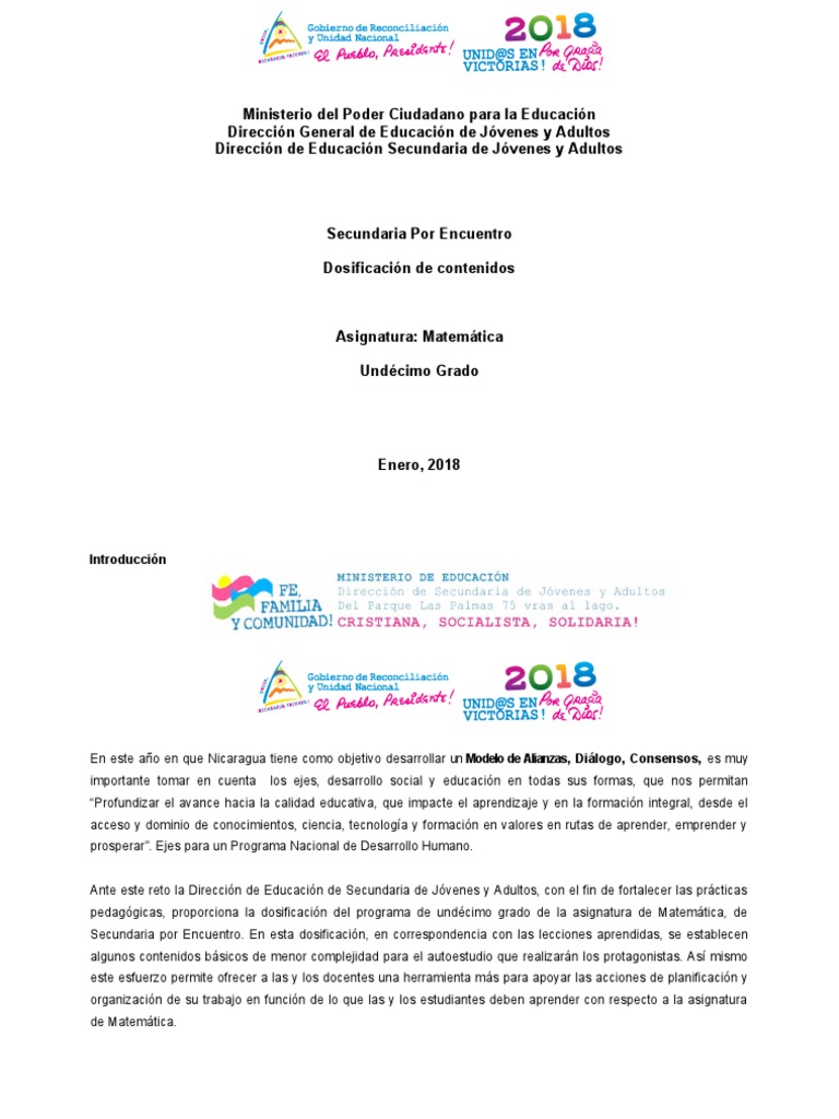 Dosificación - Undécimo Grado - SxE | PDF | Línea (geometría) | Pendiente