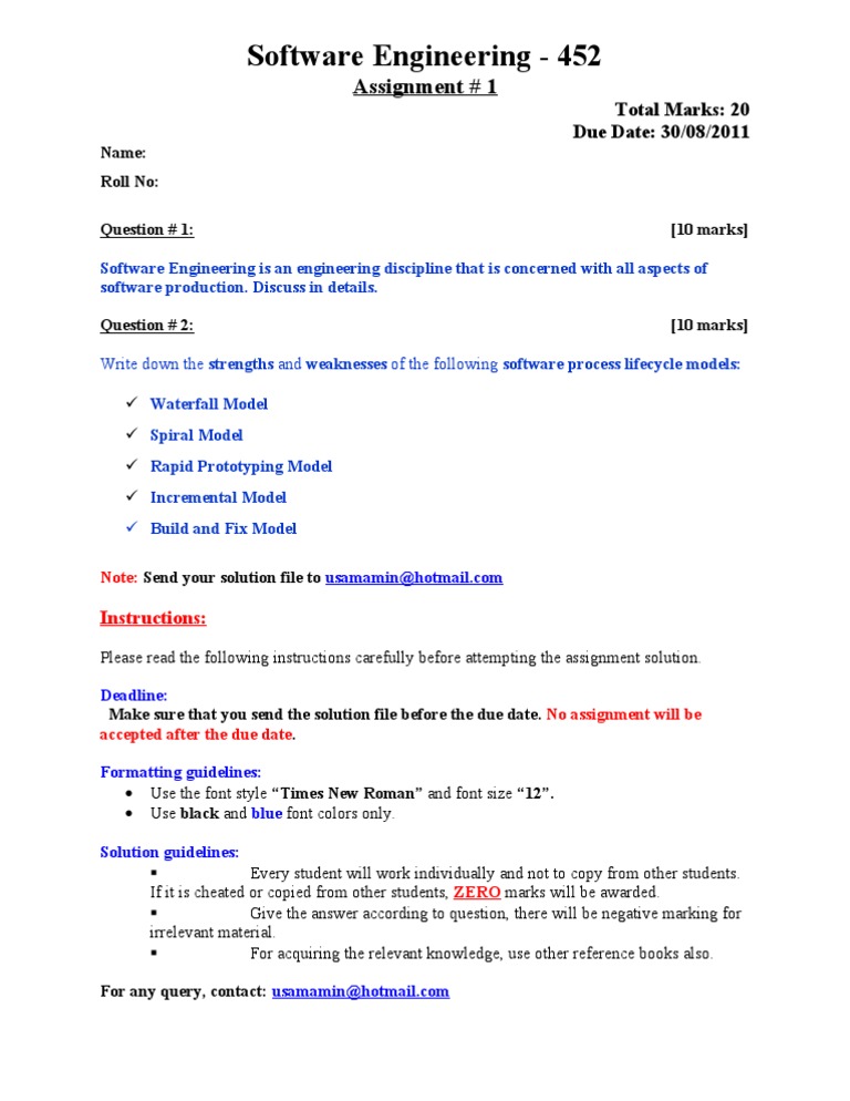 Software Engineering Assignment Overview | PDF
