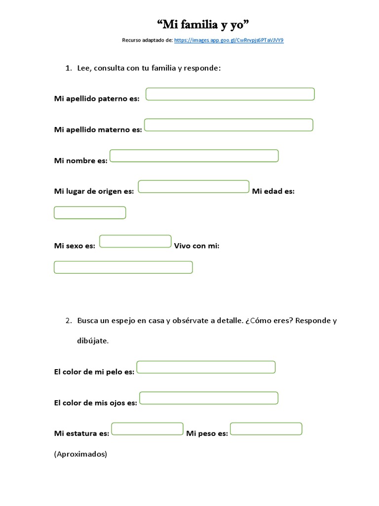 Mi Familia y Yo PDF | PDF