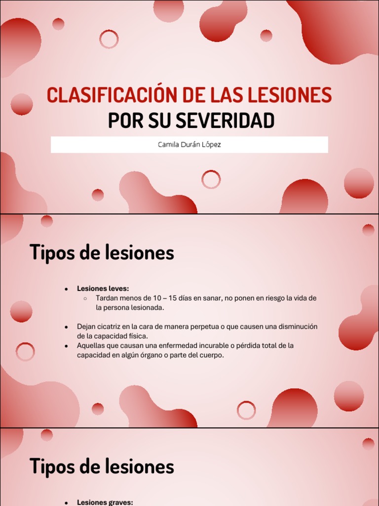 Clasificación de Las Lesiones | PDF | Lesión | Enfermedades y trastornos humanos