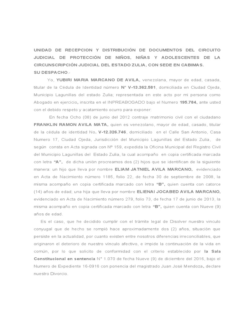 Solicitud de MI DIVORCIO | PDF | Divorcio | Certificado de nacimiento