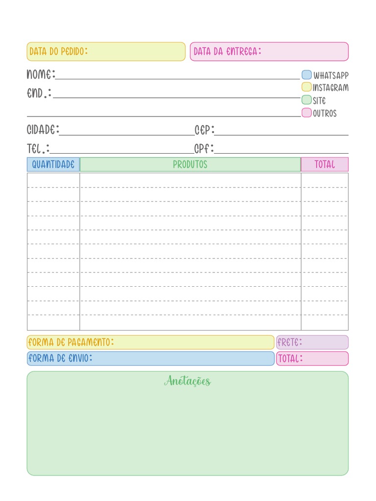 Bloco de Pedidos A5 PDF | PDF