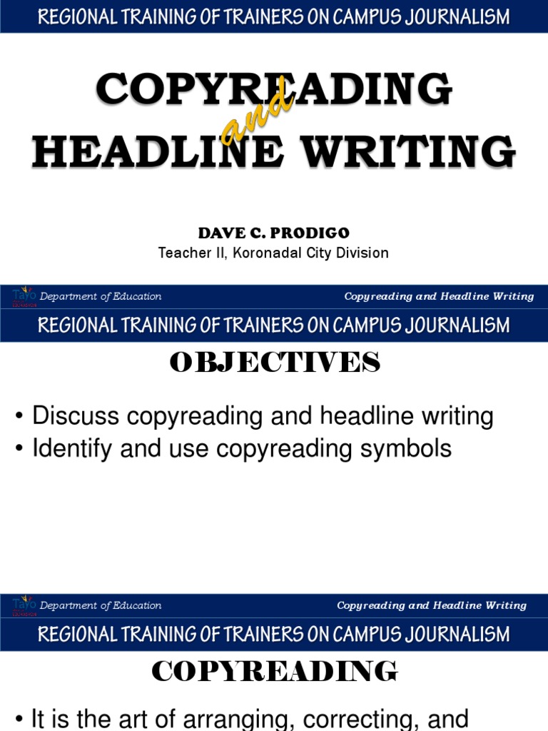 COPYREADING AND HEADLINE WRITING - A PDF | Download Free PDF | Copy ...