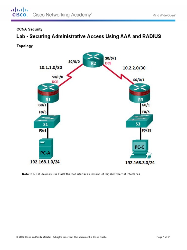3.6.1.1 Lab - Securing Administrative Access Using AAA and RADIUS | PDF